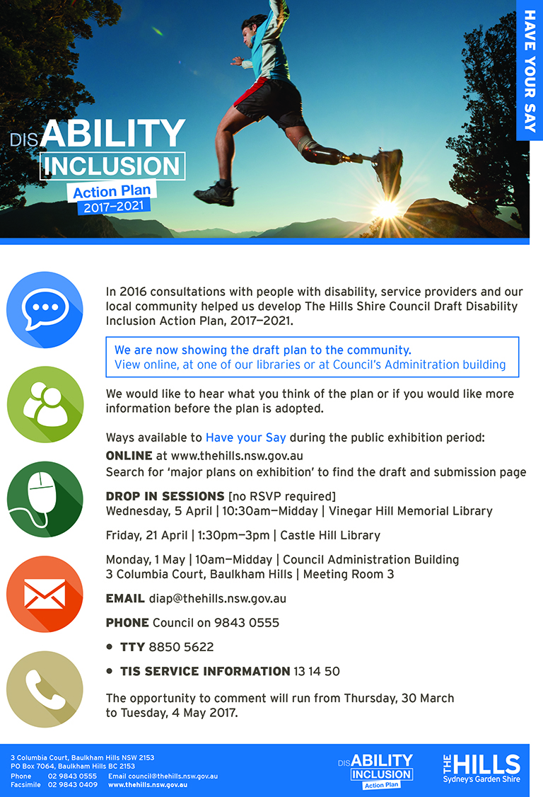 Draft Disability Inclusion Action Plan | The Hills Shire Council